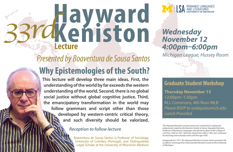 (Expired) 33rd Hayward Keniston Lecture: Why Epistemologies of the ...
