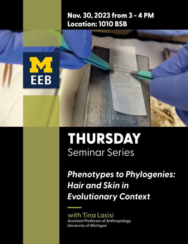 (Expired) EEB Thursday Seminar Series - Phenotypes to Phylogenies: Hair ...