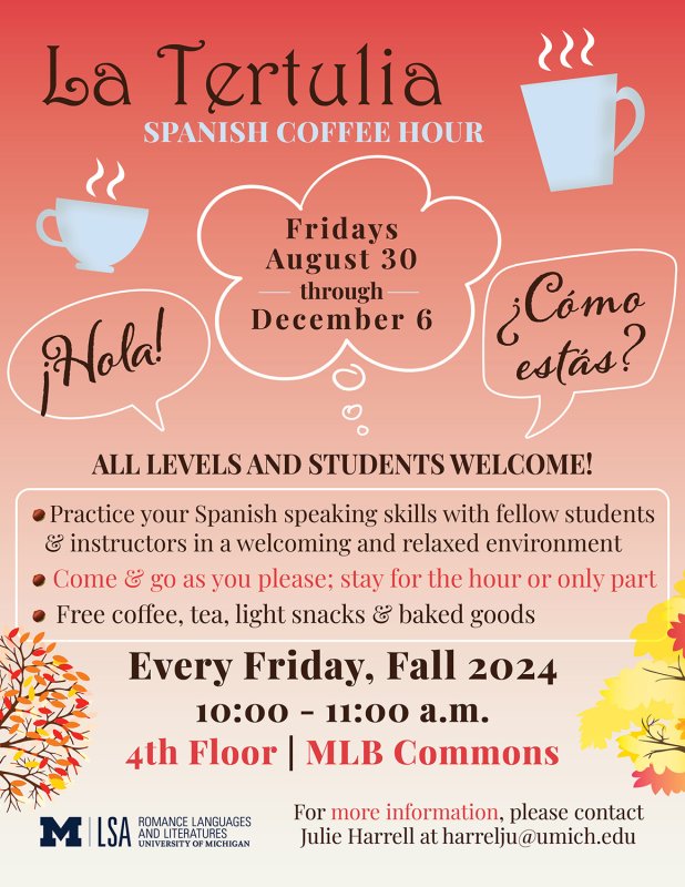 (Expired) La Tertulia: Spanish Coffee Hour | Happening @ Michigan