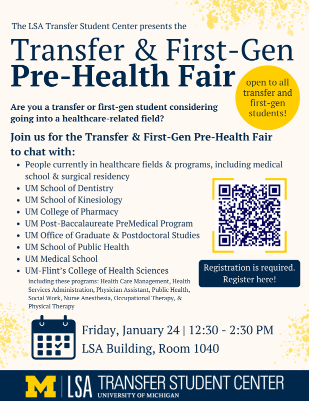 (Expired) Transfer & First-Gen Pre-Health Fair | Happening @ Michigan