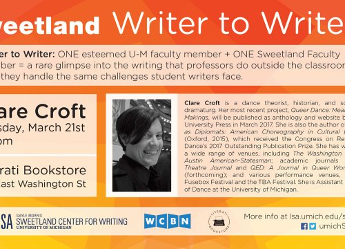 (Expired) Writer to Writer with special guest Clare Croft | Happening ...