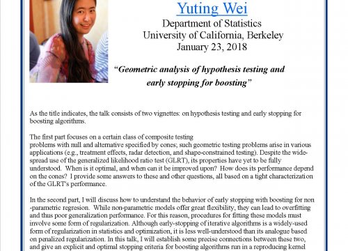 (Expired) Statistics Department Seminar Series: Yuting Wei, Department of Statistics, University ...