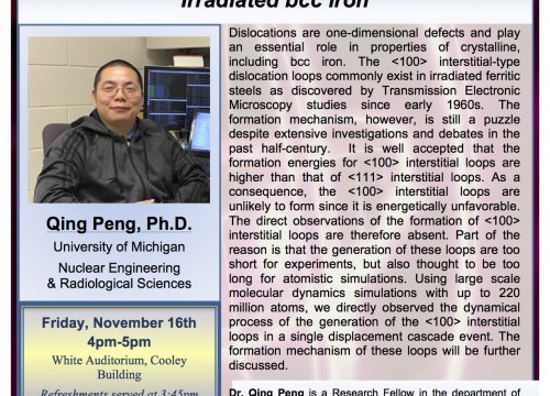 (Expired) NERS Colloquium: Qing Peng, NERS | Happening @ Michigan