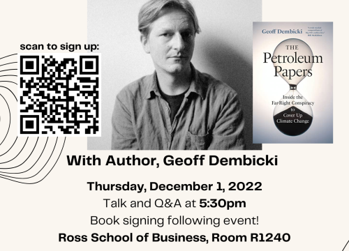(Expired) Author Talk: The Petroleum Papers by Geoff Dembicki ...